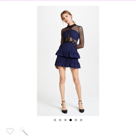 Self-Portrait | Dresses | Selfportrait Short Dress Navy And Black Color ...